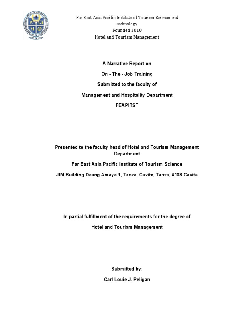 Narrative Report | PDF | Tourism | Hotel