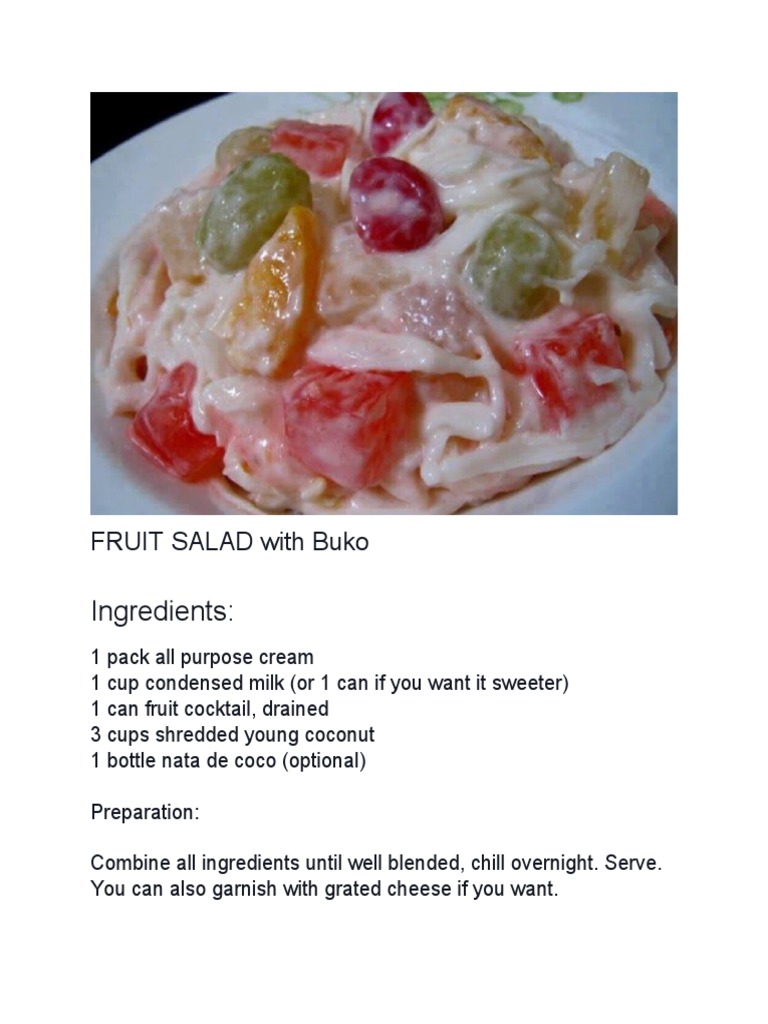 Fruit Salad With Buko | PDF