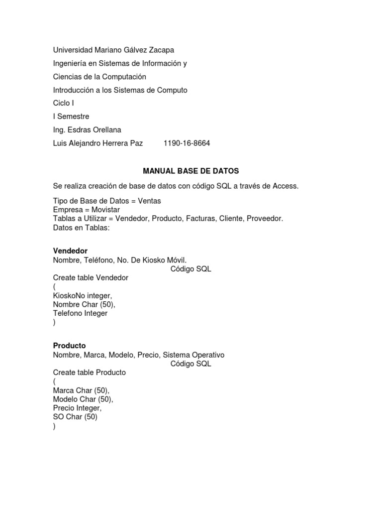 Manual Base de Datos PDF | PDF | SQL | Bases de datos