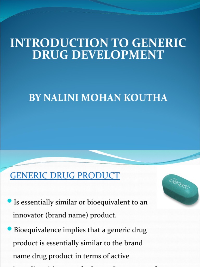Generic Drug Presentation | PDF | Generic Drug | Food And Drug ...