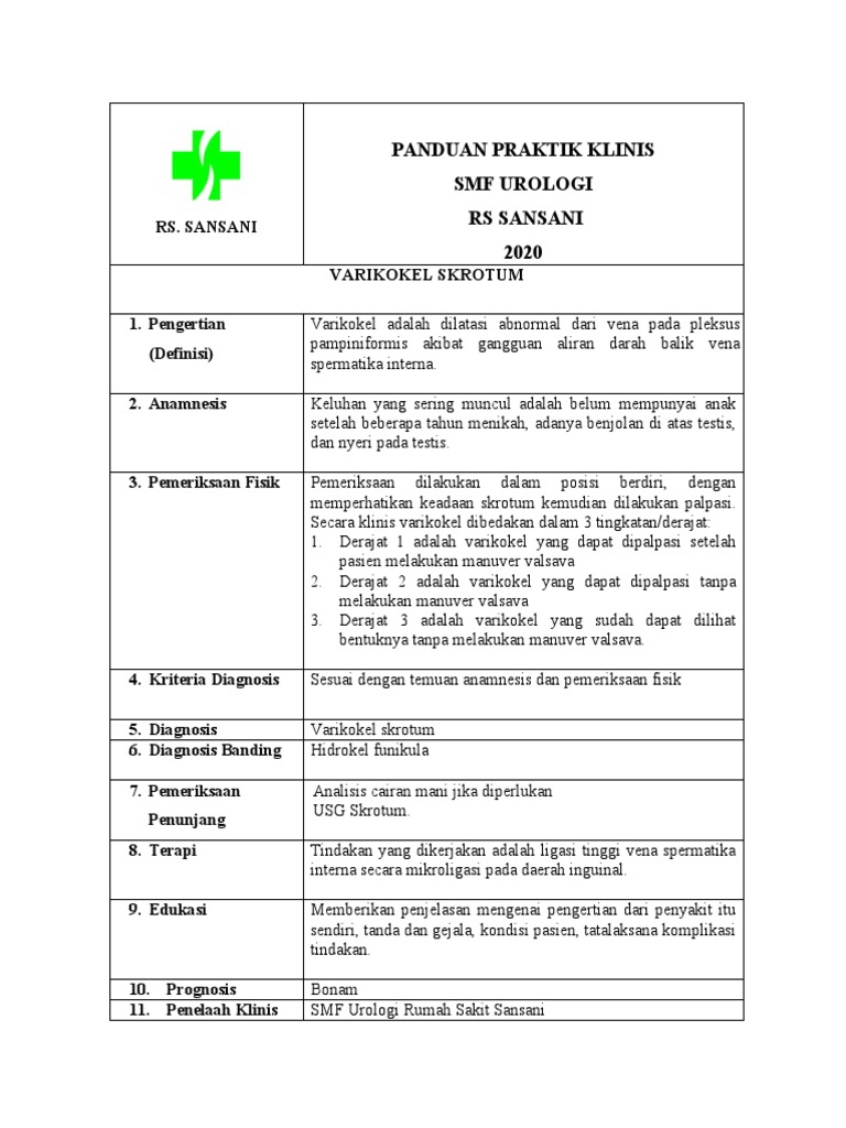 PPK Urologi Varikokel Skrotum | PDF