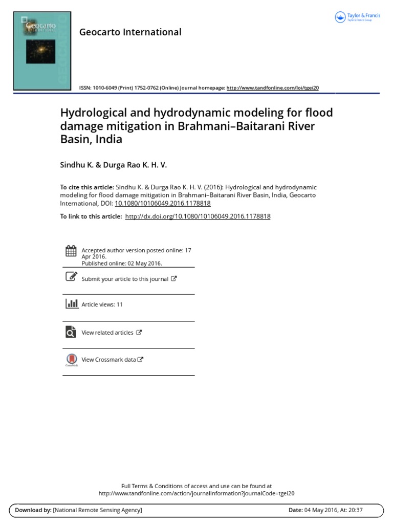 Hydrological and Hydrodynamic Modeling For Flood Damage Mitigation in ...