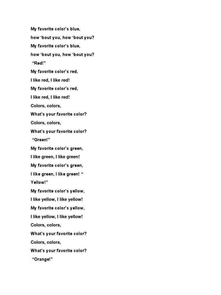 My Favorite Color Song PDF | PDF
