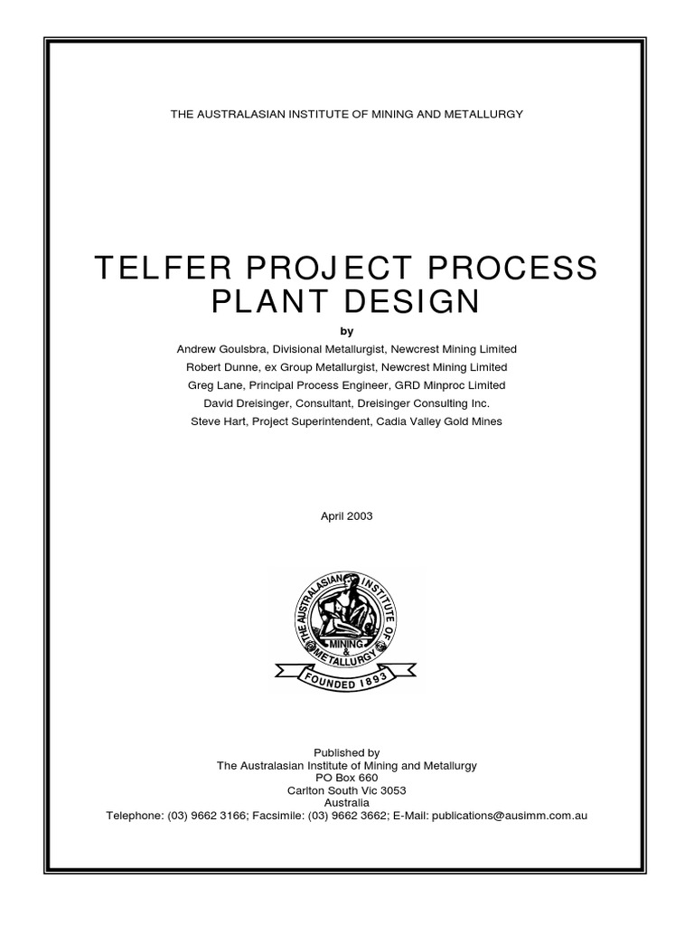 Telfer Project Process Plant Design | PDF | Mill (Grinding) | Mining