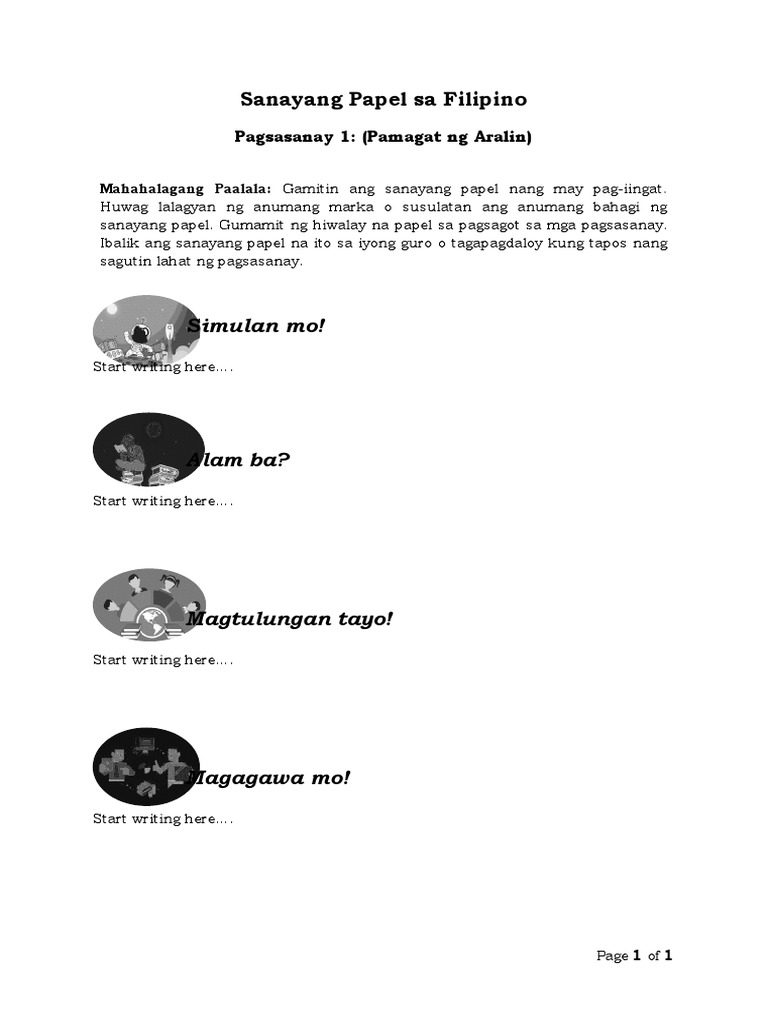 Template NG Sanayang Papel Sa Filipino | PDF