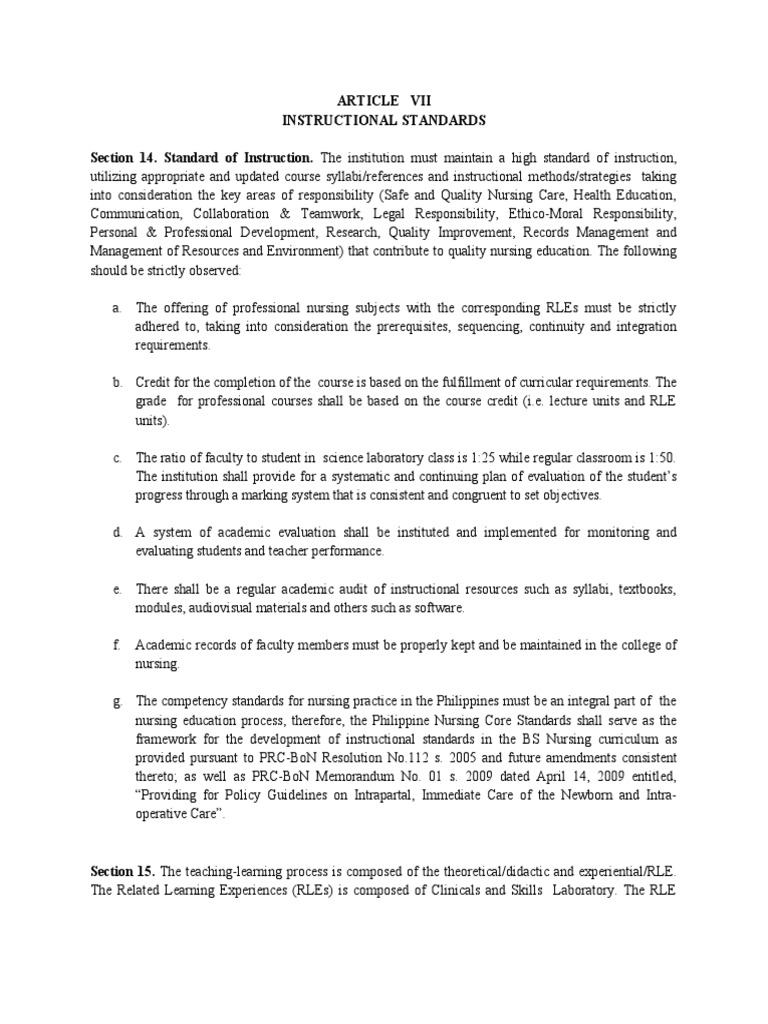 Article Vii | PDF | Nursing | Curriculum