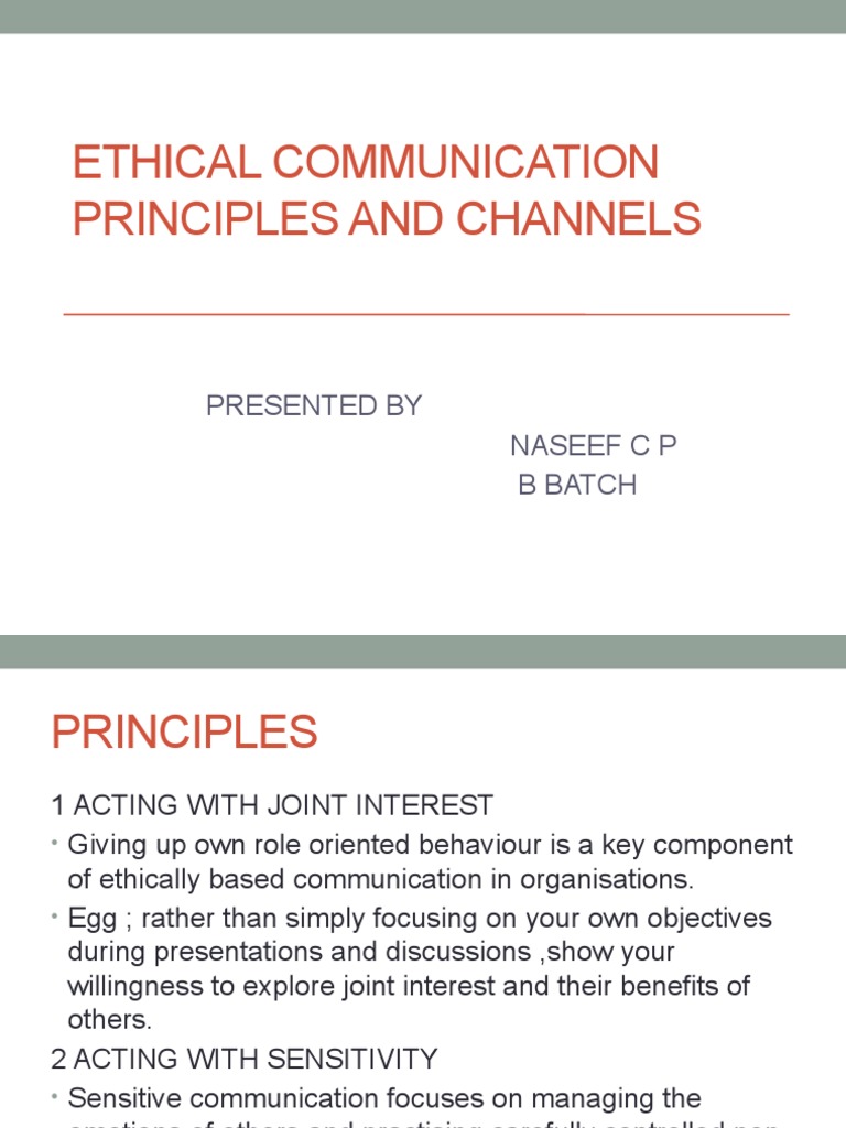 Ethical Principles of Communication | PDF | Value (Ethics) | Communication