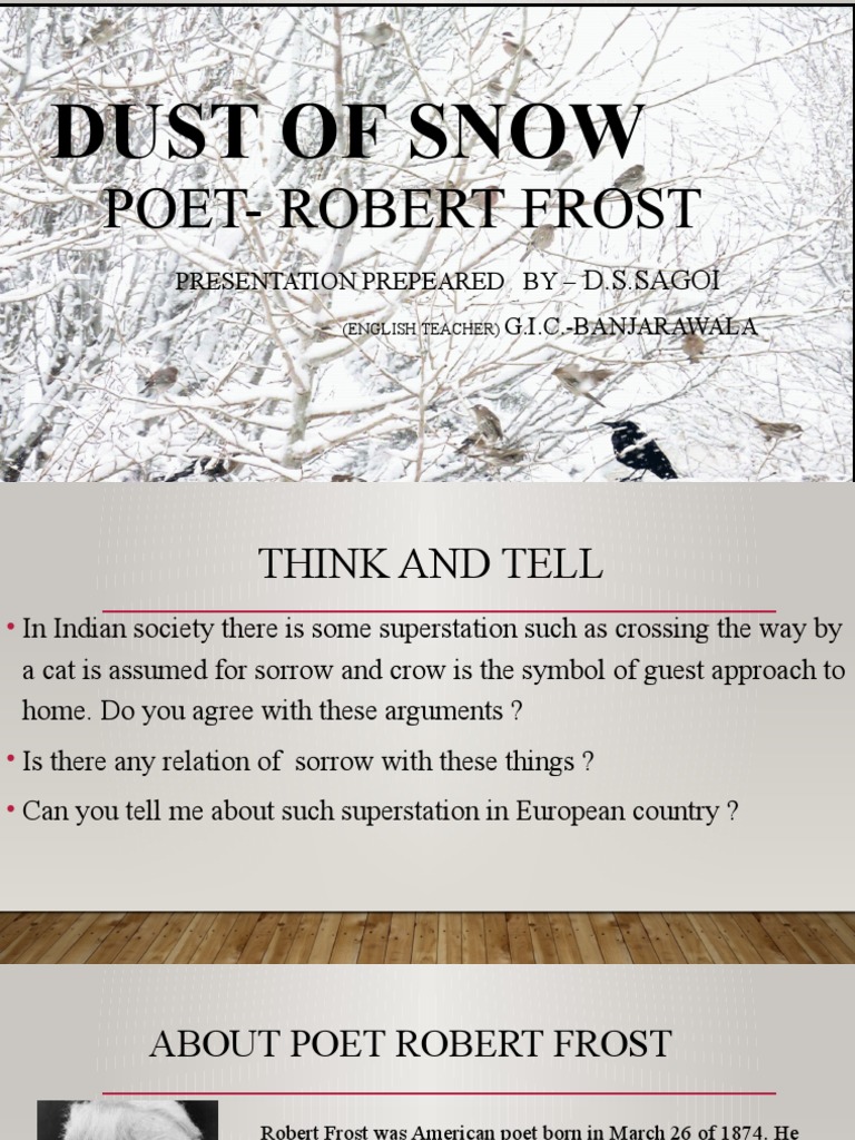 Dust of Snow: Poet-Robert Frost | PDF | Poetry