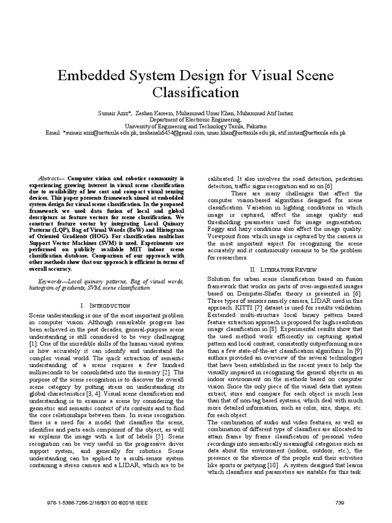 Embedded System Design For Visual Scene Classification: Abstract ...