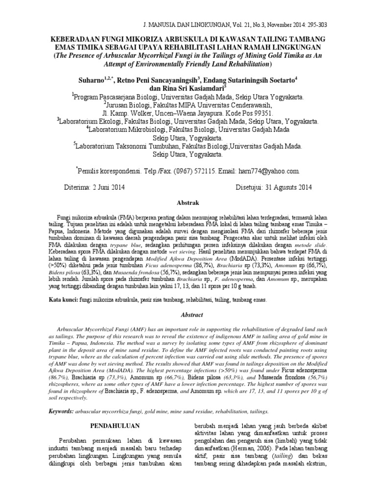 Keberadaan Fungi Mikoriza | PDF