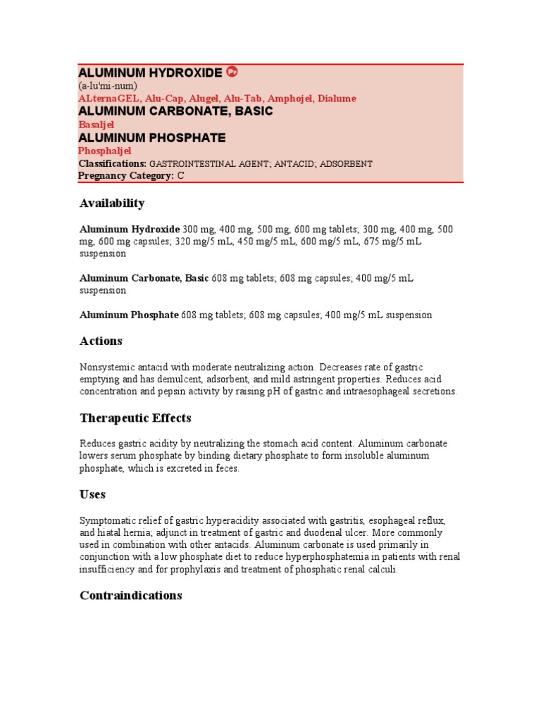 Aluminum Hydroxide | PDF | Magnesium | Stomach