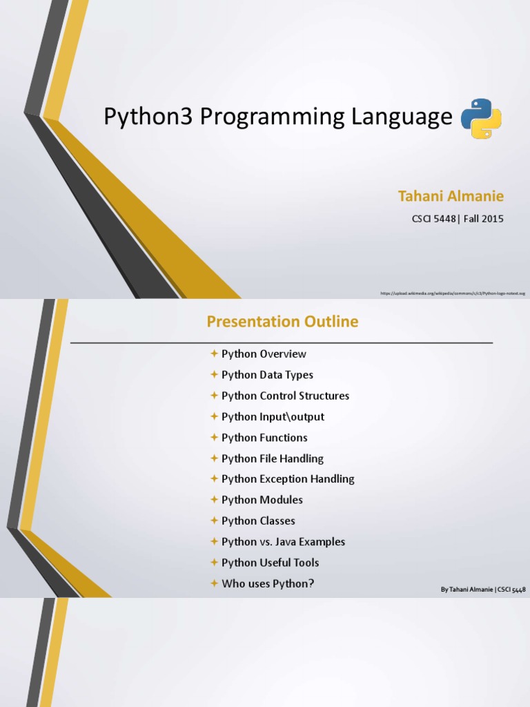 Python3 Programming Language Tahani Almanie Pdf Python Programming Language Parameter 