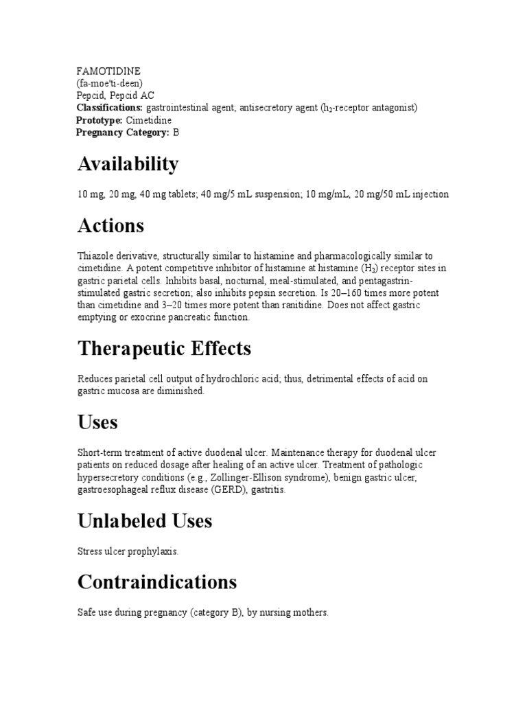 FAMOTIDINE | Intravenous Therapy | Drugs