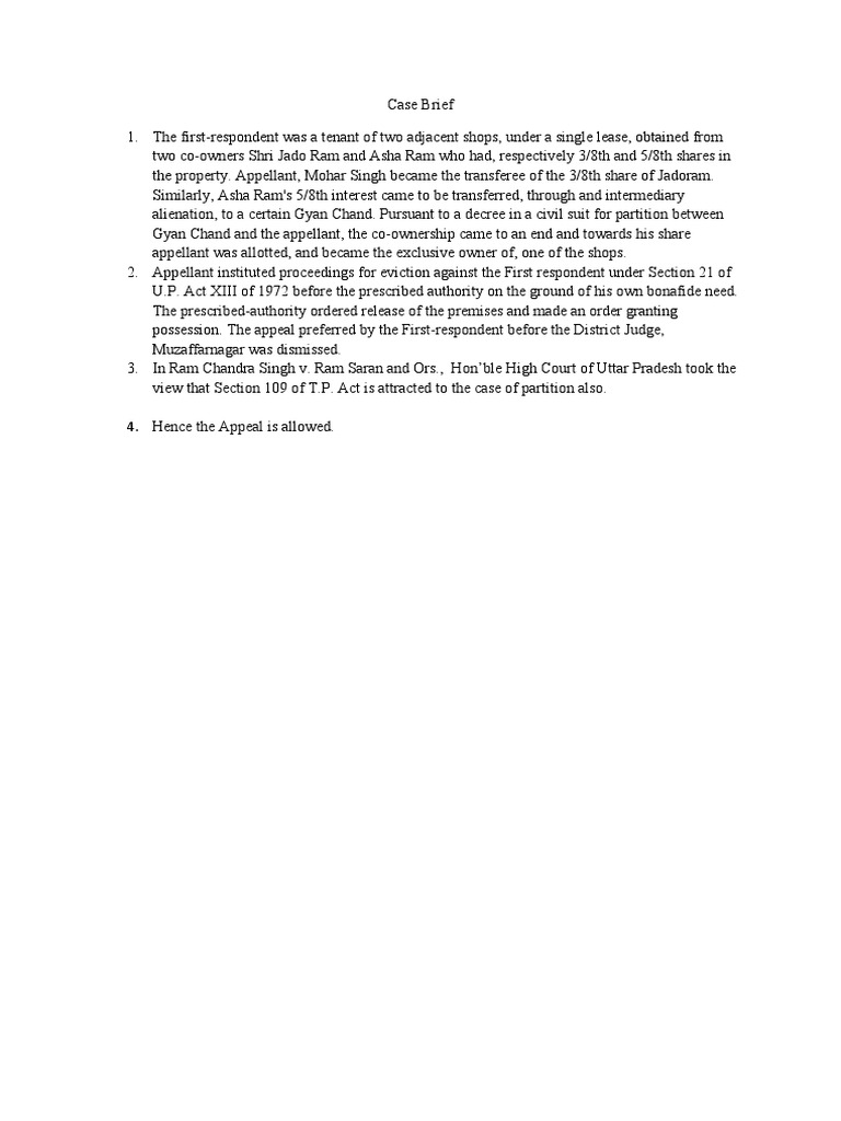Case Brief Mohar Singh | PDF