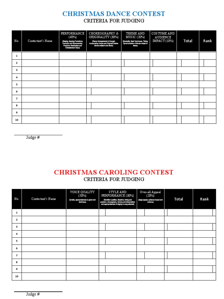 Christmas Dance Contest: Criteria For Judging | PDF