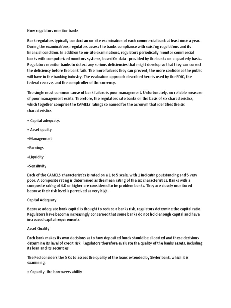 How Regulators Monitor Banks | PDF | Banks | Business Economics