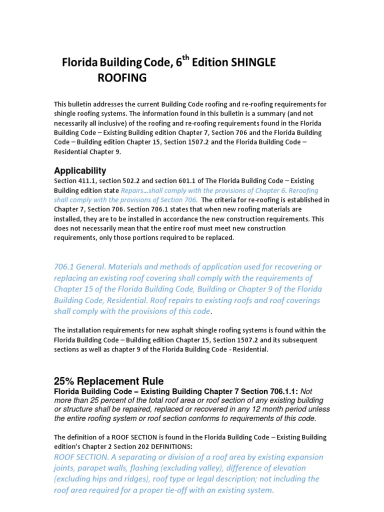 Shingle Roofing Codes Florida Building Code 6th Edition | PDF | Roof ...