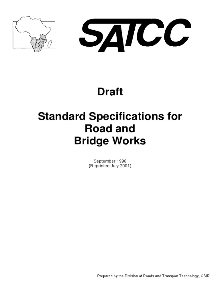 SATCC - Standard Specifications For Road and Bridge Works, SATCC 2001 | PDF