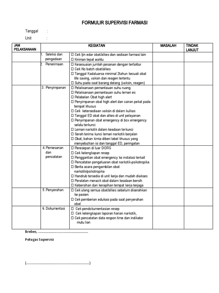 Form Supervisi Farmasi | PDF