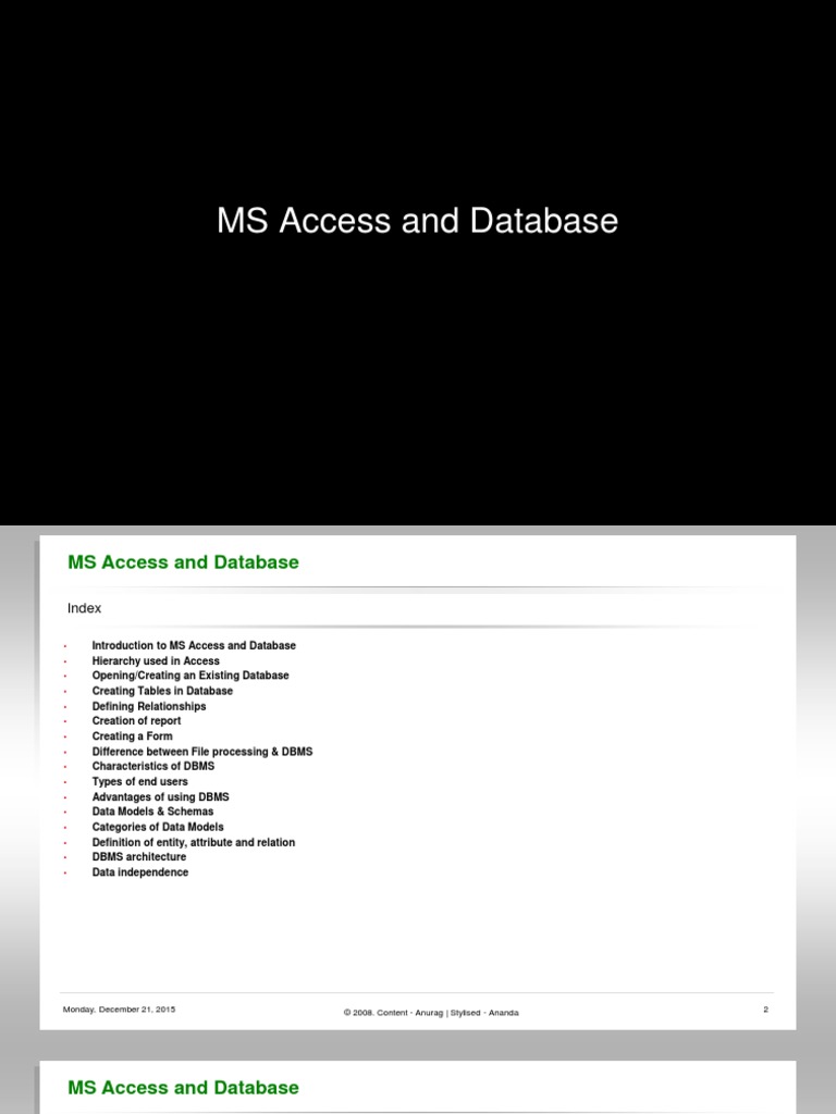 Ms Access and Dtbse Fundamentals | PDF | Data Model | Microsoft Access