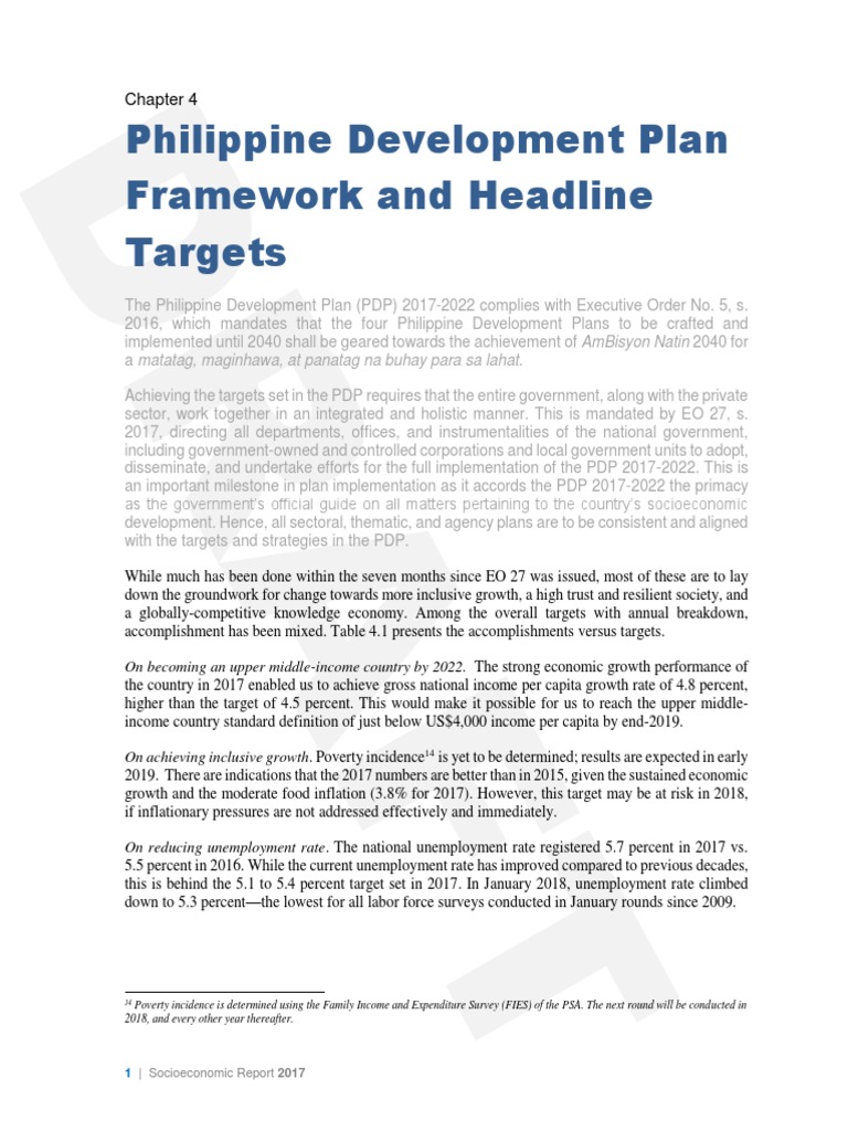 Philippine Development Plan Framework and Headline Targets | PDF ...
