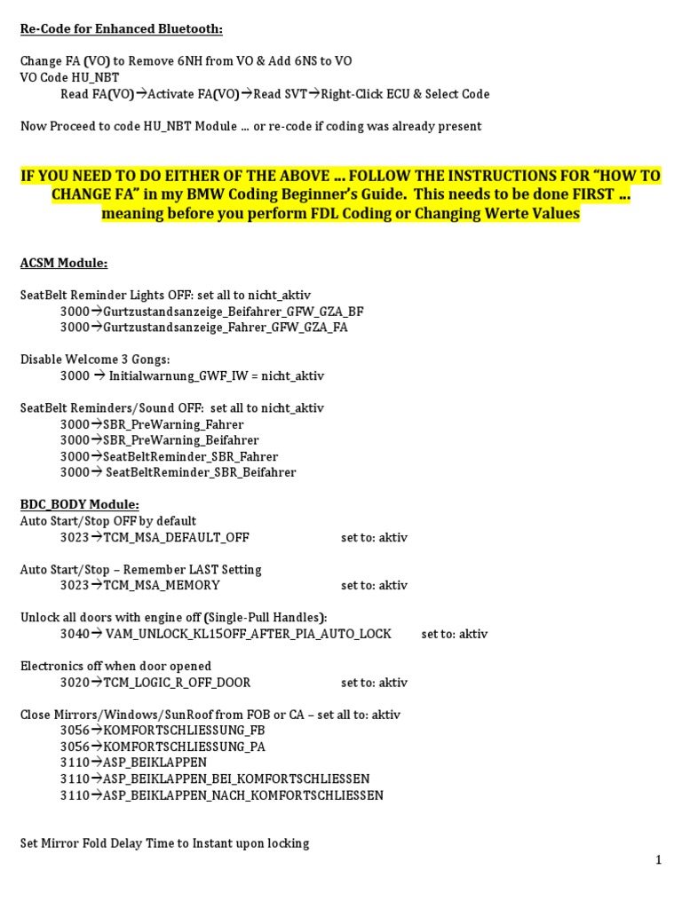 BMW Coding Parameters - F48 - For X1 Series | PDF | Wheeled Vehicles ...
