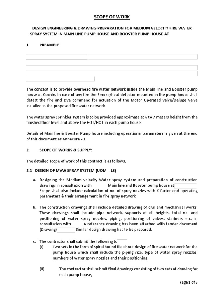 Sow - Design of MVW Spray System | PDF | Fire Sprinkler System | Pump