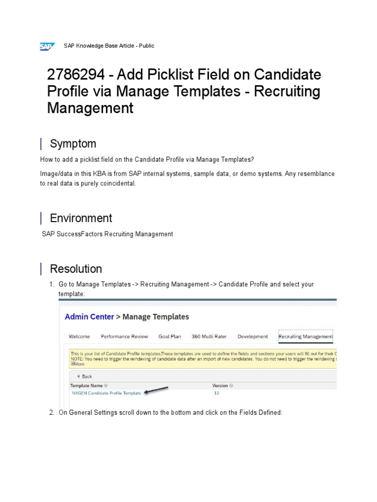Add Picklist Field On Candidate Profile | PDF | Career & Growth | Business