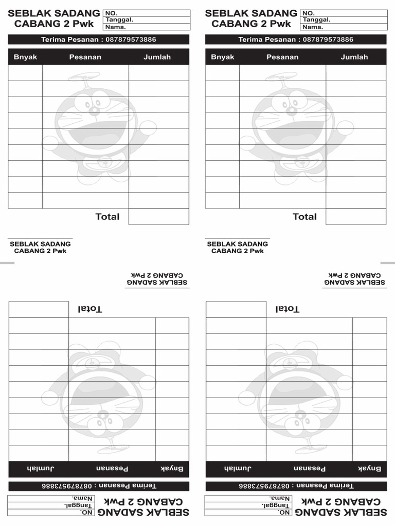 Nota Seblak - 40 Buku - Tinta Biru - P-M - Nomorator - 0001 | PDF