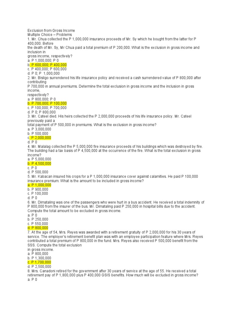 Chapter 8: Income Tax Exclusions Guide | PDF | Gross Income | Income Tax
