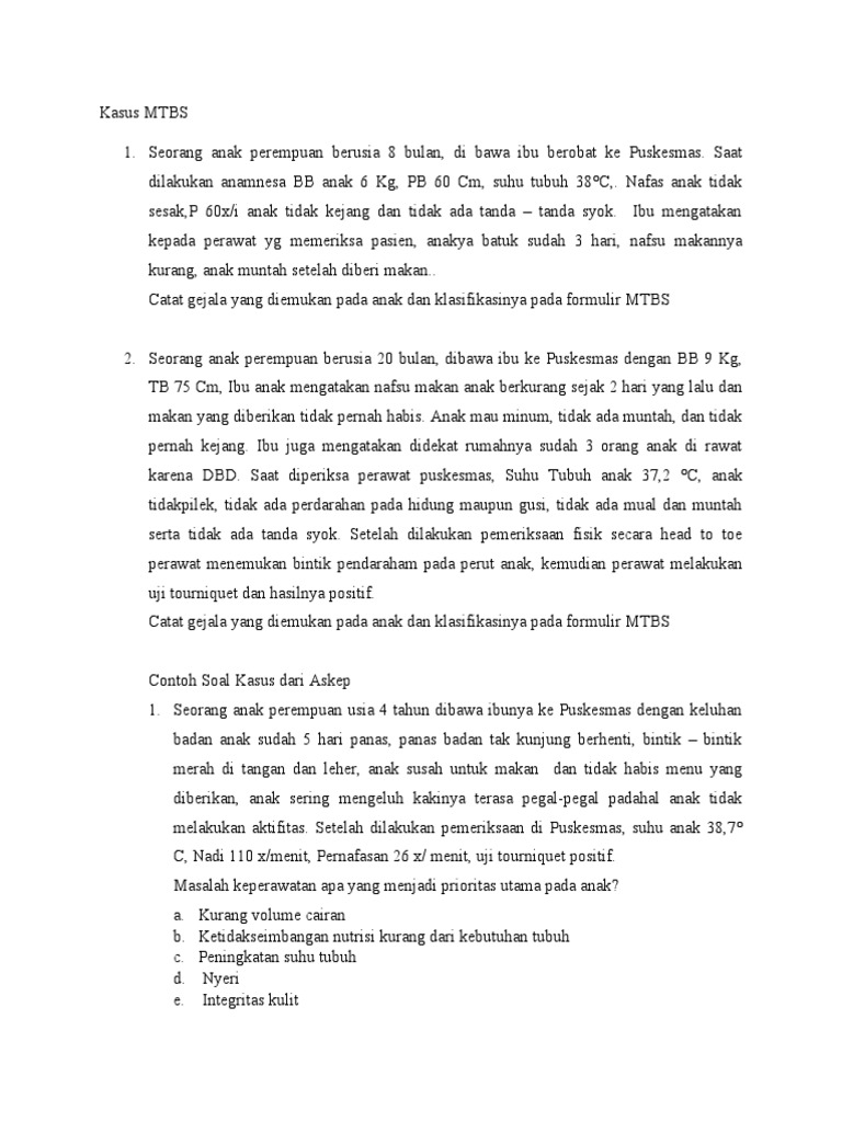 Contoh Soal MTBS & Askep | PDF