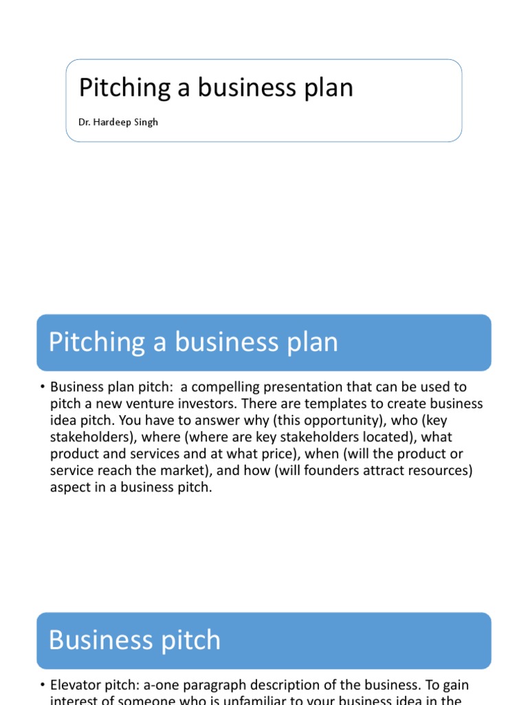 Pitching A Business Plan PDF | PDF | Investor | Business