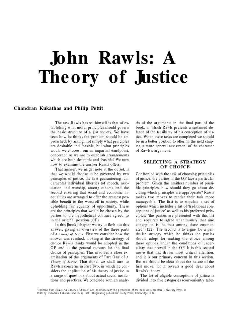John Rawls A Theory of Justice | PDF | John Rawls | Social Justice