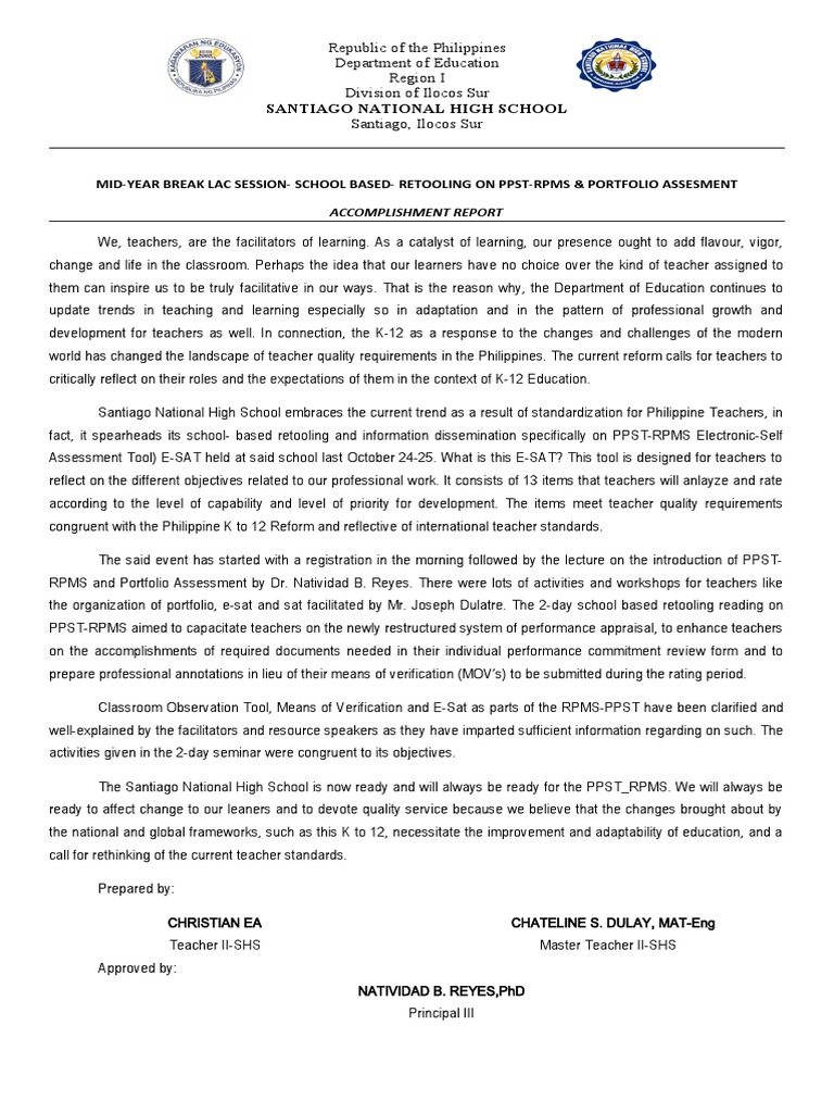 Accomplishment Mid Year Break | PDF | Teachers | Educational Technology