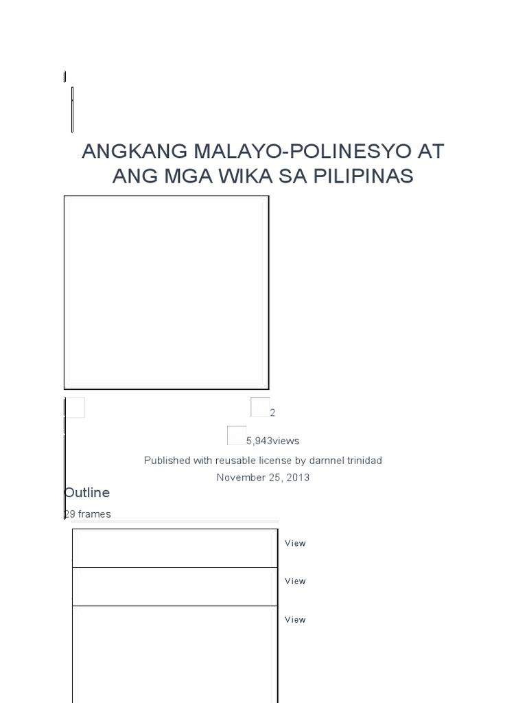 Angkang Malayo-Polinesyo at Ang Mga Wika Sa Pilipinas: Outline | PDF