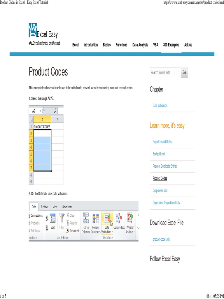 Product Codes in Excel - Easy Excel Tutorial | PDF | Microsoft Excel ...
