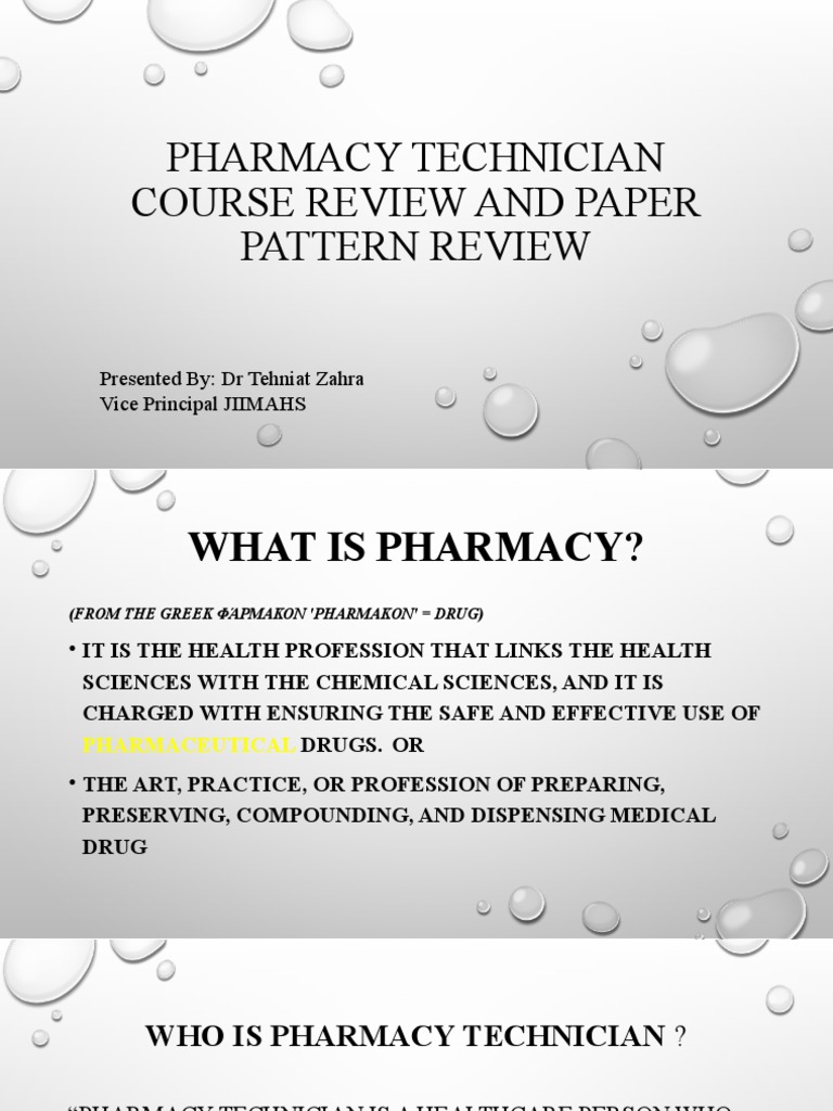 A Comprehensive Review of the Pharmacy Technician Course Curriculum ...