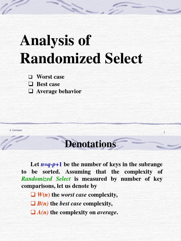 Randomized Select Complexity Analysis | PDF | Mathematical Logic | Analysis