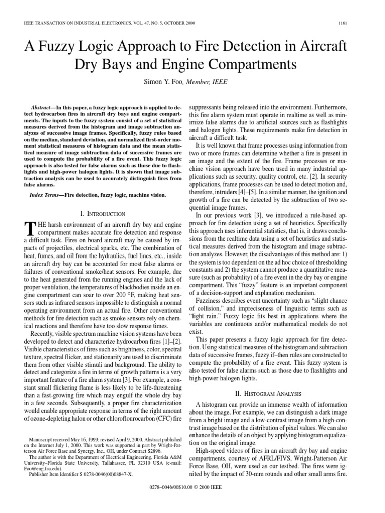 A Fuzzy Logic Approach To Fire Detection in Aircraft Dry Bays and Engine Compartments, 2000 ...