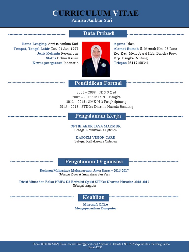 Urriculum Itae: Data Pribadi | PDF