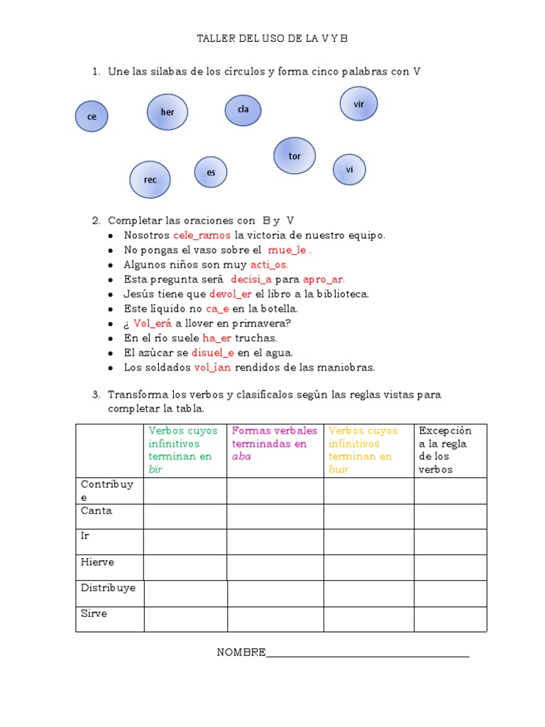 Taller Del Uso de La V y B | PDF