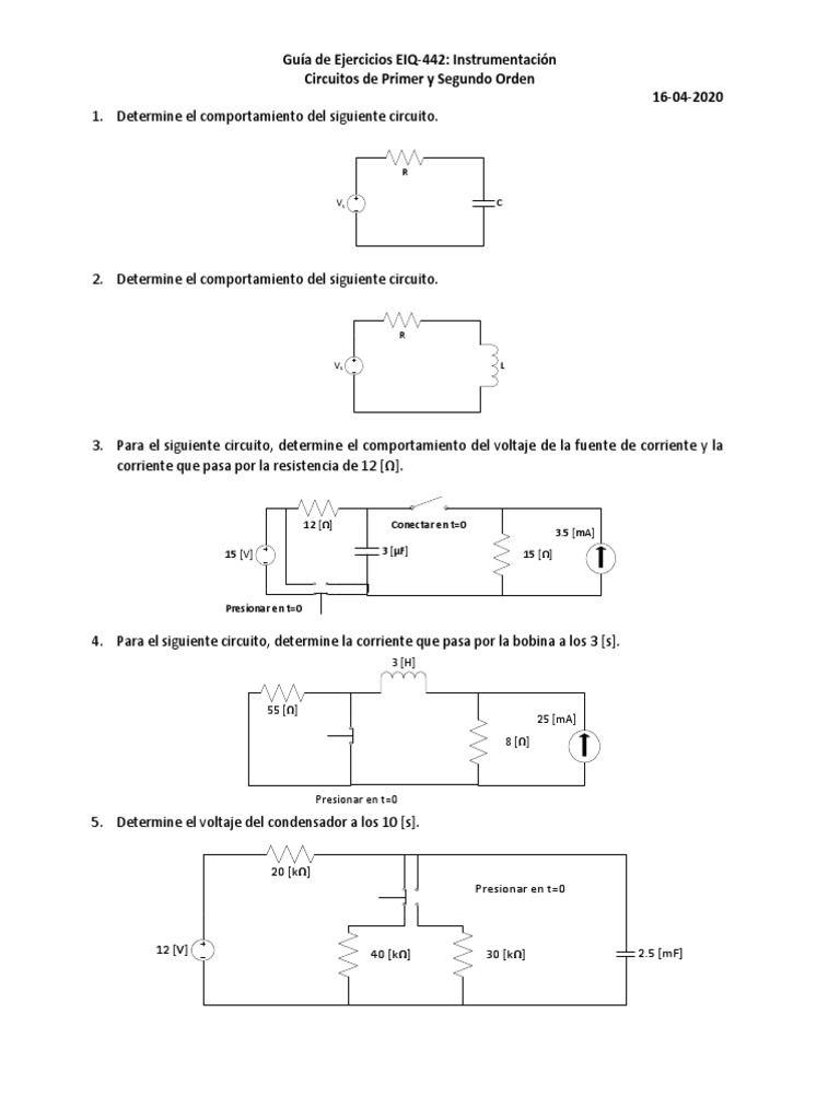 Guía Circuitos Primer y Segundo Orden | PDF | Inductor | Condensador