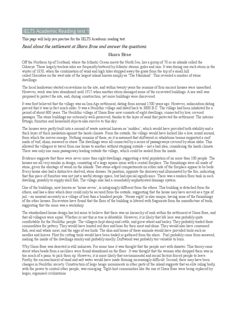 IELTS Academic Reading Test 1 | PDF | Wind Power | Wind Turbine