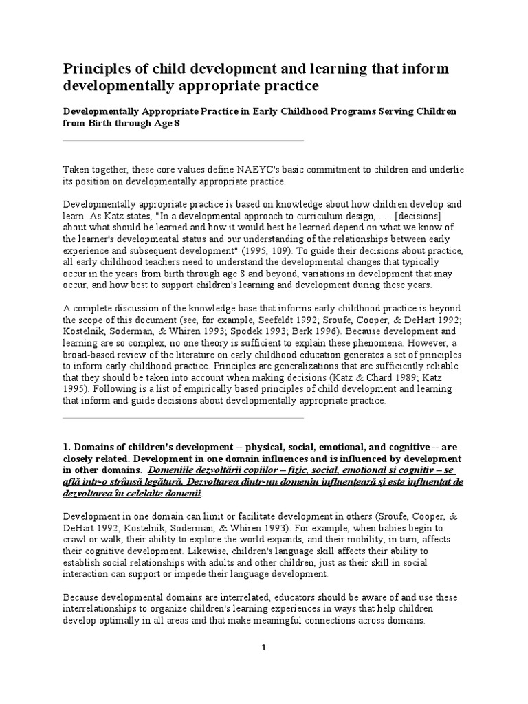 Principles of Child Development and Learning That Inform ...