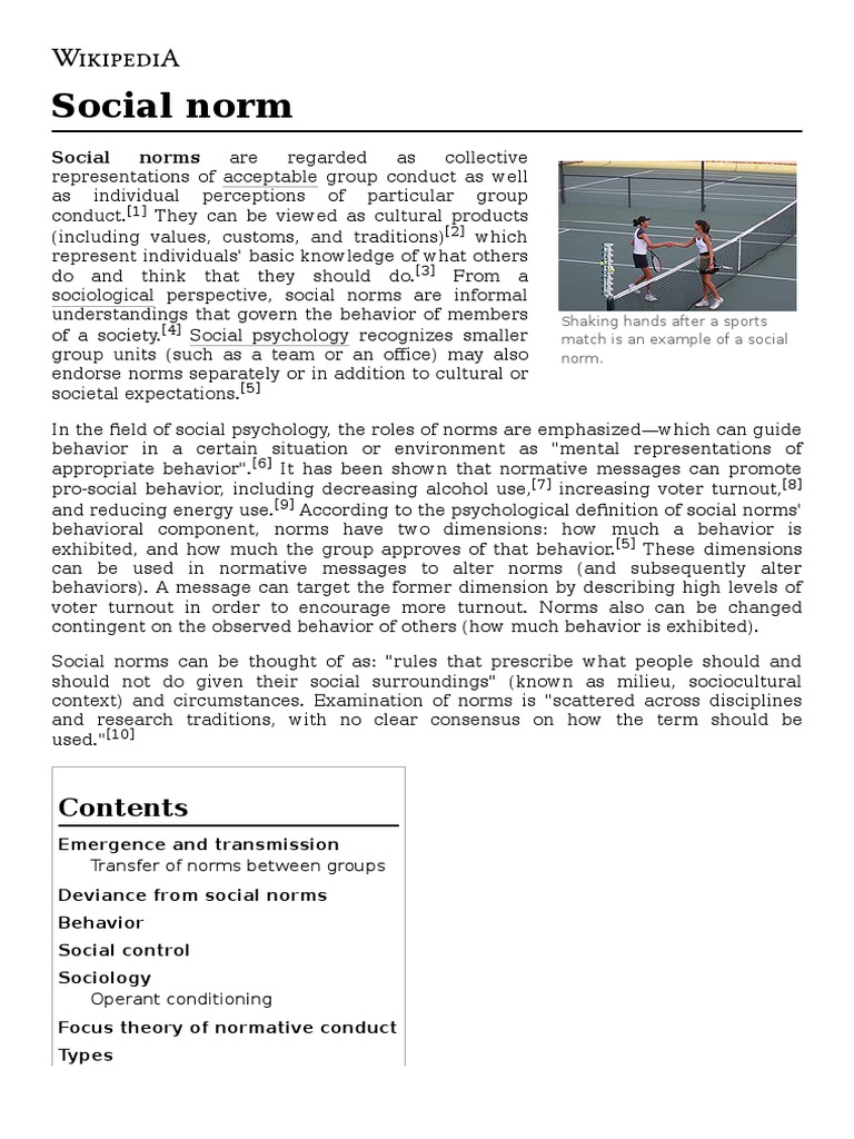 Social Norm | PDF | Behavioural Sciences | Psychological Concepts