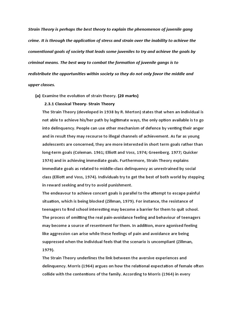 Strain Theory | PDF | Juvenile Delinquency | Deviance (Sociology)