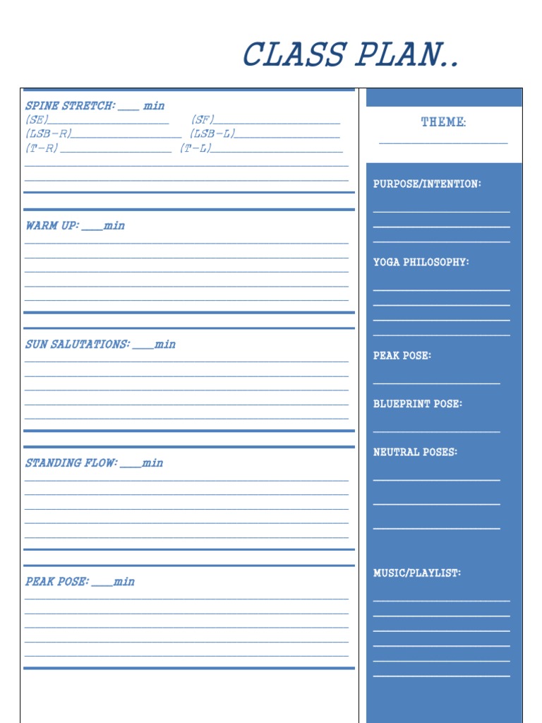 Yoga Class Plan Template | PDF | Indian Philosophy | Meditation