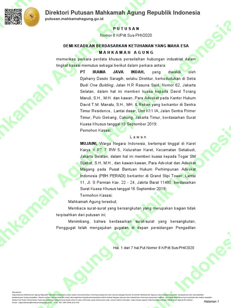 Direktori Putusan Mahkamah Agung Republik Indonesia | PDF