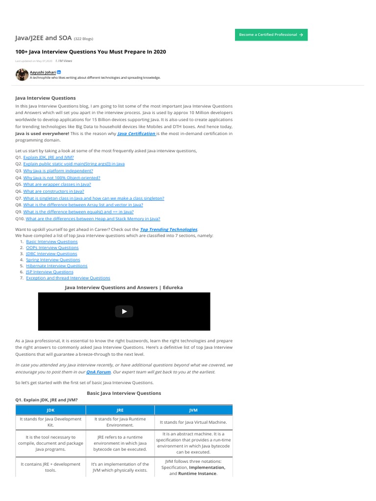 Java/J2EE and SOA: 100+ Java Interview Questions You Must Prepare in ...