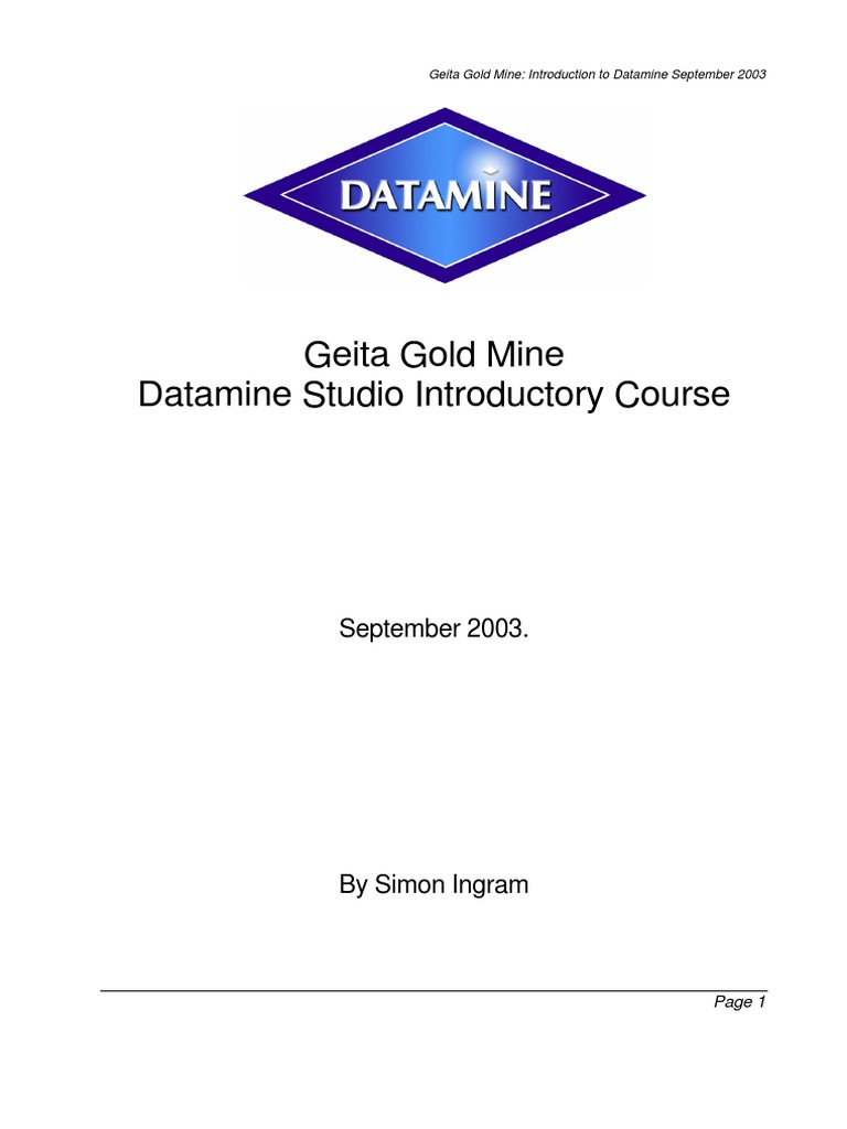 Geita - Intro To Datamine September 2003 Course - f1 PDF | PDF | Button ...